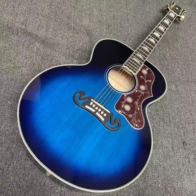 China Custom Flamed Maple Back Side 43 Inch Jumbo Acoustic Guitar Blue Sunburst Abalone Inlay for sale