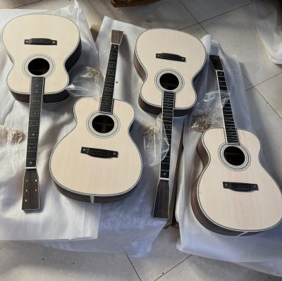 China Custom Solid Spruce Top OM Kits Acoustic Guitar without Finishing, Customized Logo on Headstock for sale