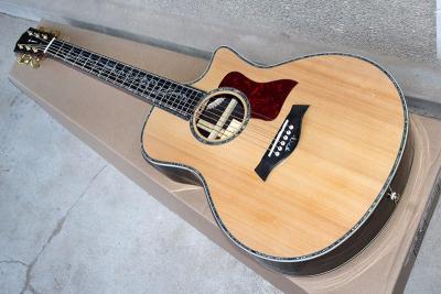 China Factory Custom 41 Inch Acoustic Guitar 20 Frets 916 Cutaway Body Natural Wood Solid Top Golden Tuners for sale