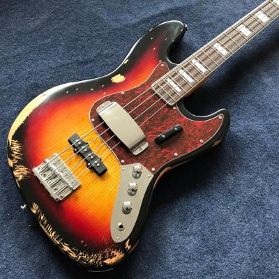 China 4 String 1958 Relic Jazz Bass Basswood Body Electric Bass Sunburst Alder Mahogany Neck Rosewood Fingerboard 22 Fret for sale