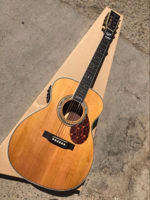China Ebony Fretboard OM Body Acoustic Electric Guitar 22 Fret Solid Cedar Top for sale