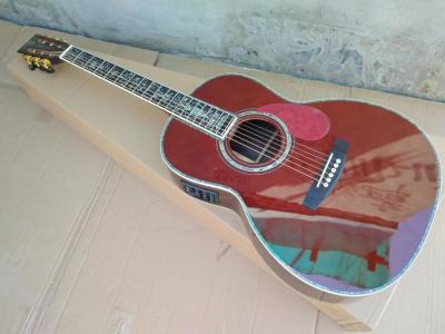 China Factory Custom 39 Inch 000 Acoustic Guitar Solid Spruce Top Ebony Fingerboard Real Abalone Inlays for sale