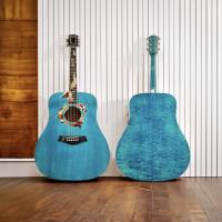 China Custom 2025 Taylor Living Jewel Koi Fish Inlay Dreadnought Acoustic Guitar Blue Flamed Maple 20 Fret for sale