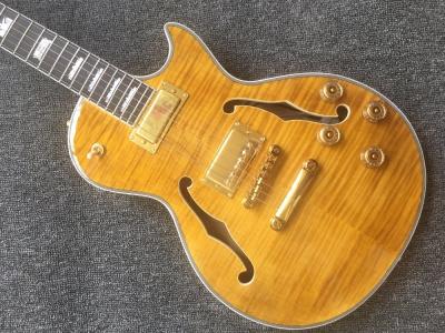 China Custom Vintage Double Bulging F Hole Jazz Electric Guitar Mahogany Body 22 Frets for sale