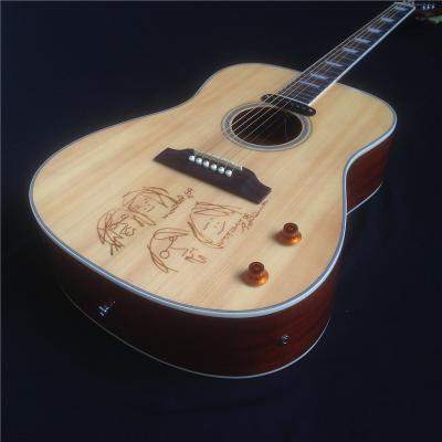 China One Piece Body Acoustic Guitar Natural Mahogany 20 Fret Brazil Wood Bow OEM Custom for sale