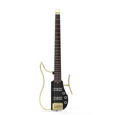China Custom 5 String Headless Electric Bass Guitar CNC Aluminum Body 34 Inch Scale Active HH Pickups for sale