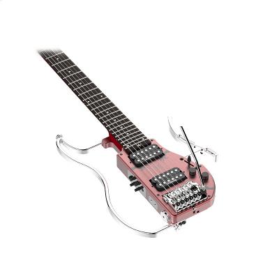 China Portable Headless Electric Guitar 648mm Scale Double Humbuckers Built-in Effects Ebony Fingerboard for sale