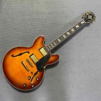 China Custom Semi Hollow Body Jazz Electric Guitar Bourbon Burst 22 Fret ES Style for sale