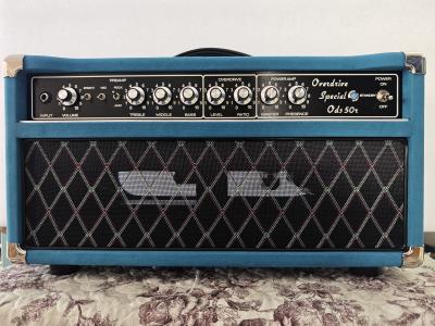China Grand Amp ODS50R Custom Handwired Overdrive Special Reverb Valve Guitar Amplifier Head 50W JJ Tubes Suede Blue for sale
