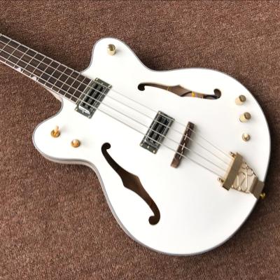 China Custom Jazz White F Hollow Body Electric Guitar 22 Fret Rosewood Fingerboard Vibrato for sale