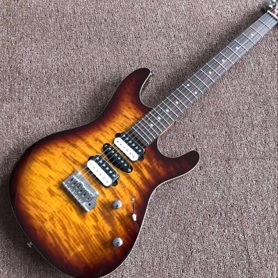 China Custom Handwork Tiger Flame Electric Guitar Rosewood Fingerboard 22 Frets Sunburst for sale