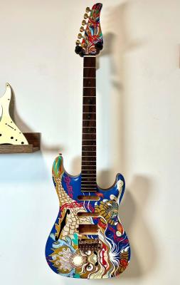 China Custom Handpainted Electric Guitar 22 Fret Mahogany Body OEM for Guitar and Bass for sale