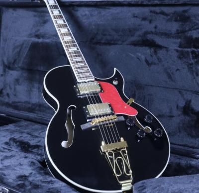 China Full Hollow Body Electric Guitar 41 Inch Mahogany Body Rosewood Fingerboard Black Gold Hardware for sale