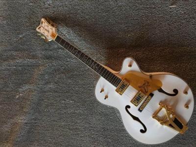 China Custom Inlay White Gretsch Falcon 6120 Semi Hollow Jazz Electric Guitar Mahogany Body 22 Fret for sale