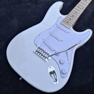 China White Scalloped Fingerboard Yngwie Malmsteen Big Head Double Tremolo Electric Guitar 22 Frets Basswood Body for sale
