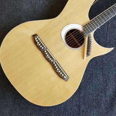 China Custom Double Neck Harp Guitar Solid Spruce Top 22 Frets Rosewood Fingerboard for sale