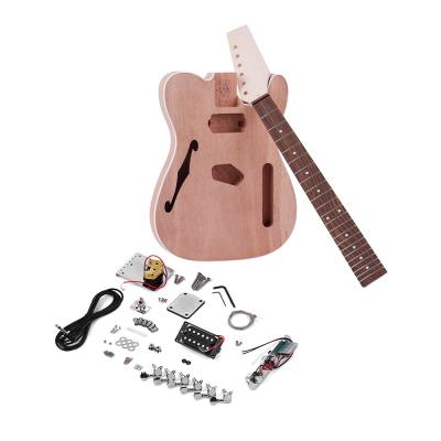 China TL Tele Style Unfinished Electric Guitar DIY Kit Mahogany Body 22 Fret Maple Neck Rosewood Fingerboard for sale