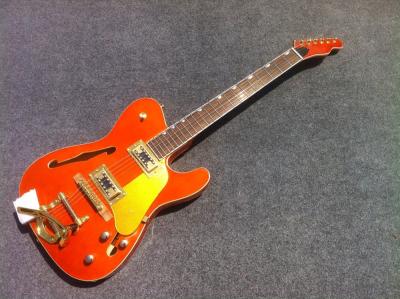 China Semi Hollow Body Tele Electric Guitar with Bigsby Bridge 22 Frets Mahogany Body Maple Neck Rosewood Fingerboard Gold Hardware for sale