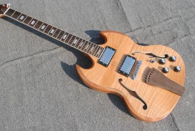 China Custom 6 String Electric Guitar Flame Maple Veneer Mahogany Body 24 Fret Semi Hollow for sale