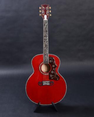 China Custom 43 Inch Jumbo Acoustic Guitar Solid Sitka Spruce Top Flamed Maple Back Sides Ebony Fingerboard for sale