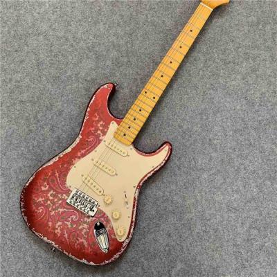 China Relic Strat Electric Guitar Basswood Body Maple Neck 22 Fret Pink Flower for sale