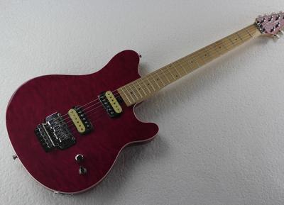 China Dark Red Electric Guitar Quilted Maple Veneer 22 Fret Basswood Body Custom for sale