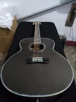 China 43 Inch AAAA All Solid Wood SJ200 Jumbo Acoustic Electric Guitar Black Satin for sale