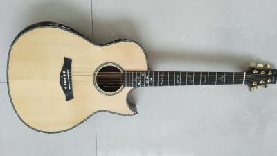 China AAAA All Solid Single Cutaway Acoustic Electric Guitar with Ebony Fingerboard 43mm Nut Custom for sale