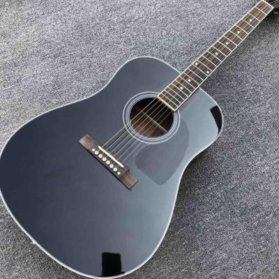 China 41 Inch All Black Acoustic Guitar Solid Spruce Top Rosewood Fingerboard Handmade for sale