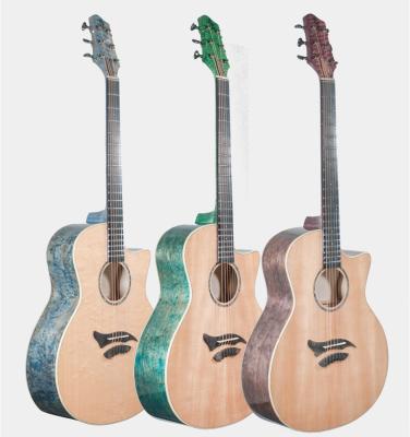 China 41 inch Solid Spruce Wood Acoustic Guitar Drottingholm 3 Colors Burst Maple 22 Frets for sale