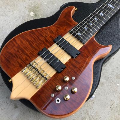 China 6 String Electric Bass Guitar Maple Body Ebony Fingerboard 22 Fret Active Pickups Neck Through Body for sale