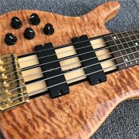 China Ken Smith Style 6 String Electric Bass Guitar Burst Maple Top Active Pickups Golden Hardware 22 Fret for sale