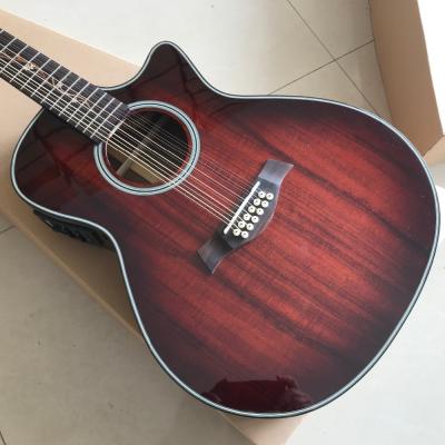 China Custom KOA Wood Acoustic Guitar 12 Strings K24CE Spruce Body Ebony Fingerboard OEM for sale