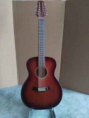 China All Solid Mahogany OM Acoustic Electric Guitar 12 String Orchestra Model with Passive Pickup for sale
