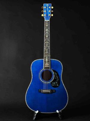 China OEM Custom 41 Inch Solid Spruce Top Acoustic Guitar D Style Quilted Maple Blue Handmade for sale