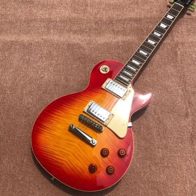 China One Piece Neck Mahogany Electric Guitar 22 Fret Tiger Flame Sunburst Tune-O-Matic Bridge for sale