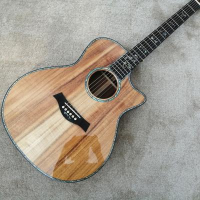 China Solid Koa Wood Cutaway Electric Acoustic Guitar with Real Abalone Inlay 22 Fret Fishman EQ for sale