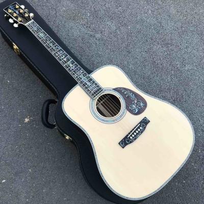 China 41 Inch Solid Spruce Top Acoustic Electric Guitar with Ebony Fingerboard Deluxe Abalone Inlay D Style for sale