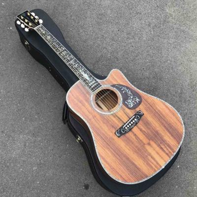 China Factory Cutaway 41 Inch KOA Wood Acoustic Electric Guitar Ebony Fingerboard 22 Fret D Style for sale