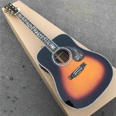 China Custom Sunburst Solid Spruce Top Acoustic Guitar 41 Inch Rosewood Body Ebony Fingerboard OEM for sale