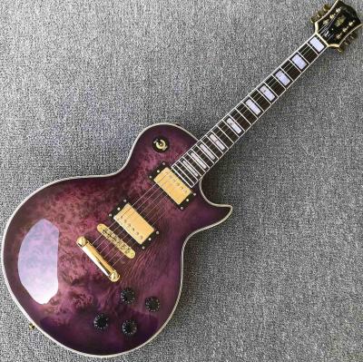 China Grand Purple Burl Top Electric Guitar Solid Mahogany Body 22 Fret 6 Strings Gloss Finish for sale