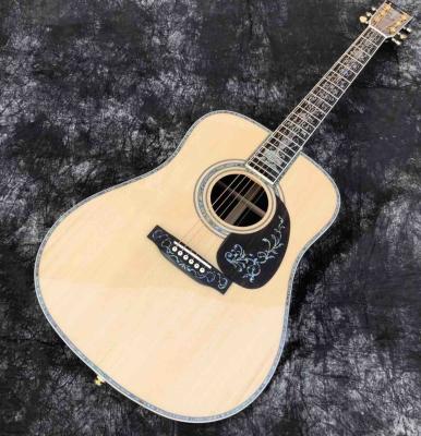 China D style 41 inch solid spruce deluxe Abalone inlay acoustic guitar for sale