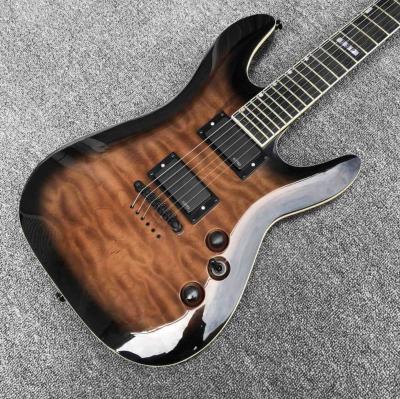China ES Solid Body Brown Burst Maple Top 6 Strings Electric Guitar with Black Hardware for sale