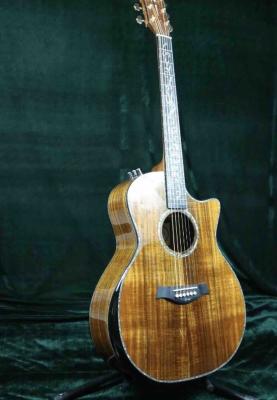 China Grand Luxury Acoustic Electric Guitar Solid KOA Top Back Side Abalone Inlay Ebony Fingerboard 22 Fret for sale