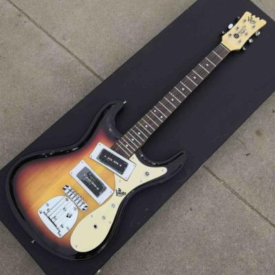 China 1966 Ventures Mosrite Zero Fret JRM Johnny Ramone Sunburst Electric Guitar 22 Fret Tremolo Tailpiece Dual Black P-90 Pickups for sale