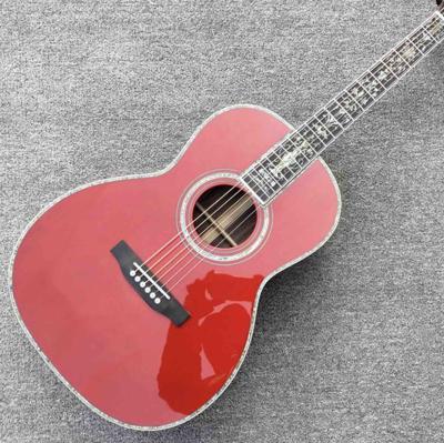 China Ebony Fingerboard OOO45S Acoustic Electric Guitar Wine Red 22 Fret Spruce Body for sale