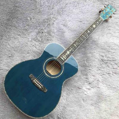 China Solid Spruce Top OM Acoustic Guitar 20 Frets Abalone Inlay Burst Maple Body Ebony Fingerboard for sale