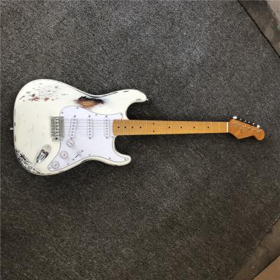 China Custom Handmade SRV ST Electric Guitar Basswood Body Maple Neck 22 Fret White Polychromatic for sale