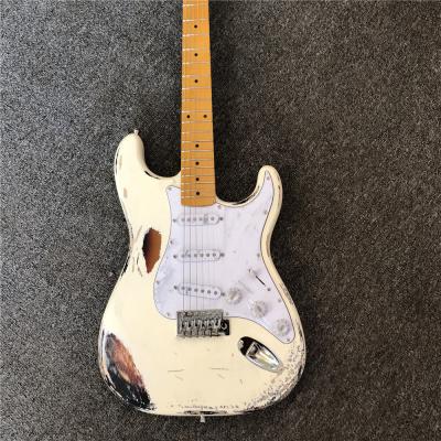 China Custom Handmade SRV Style Relic Electric Guitar Basswood Body Maple Neck 21 Frets Rosewood Fingerboard for sale