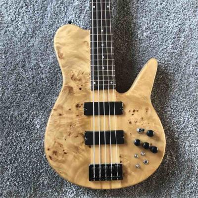 China Custom 5 String Electric Bass Guitar ELM Body Maple Neck Rosewood Fingerboard 22 Frets Passive Pickups for sale